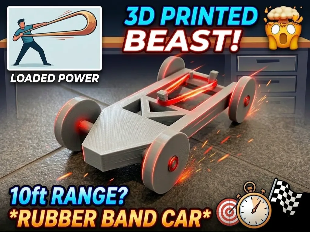 Rubber Band Powered Car - Free 3D Print Model - MakerWorld
