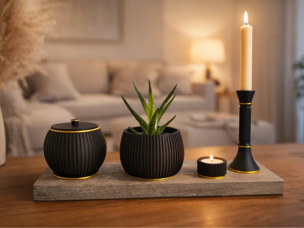 Modern Decor Set - Candle & Home Decor - Free 3D Print Model - MakerWorld