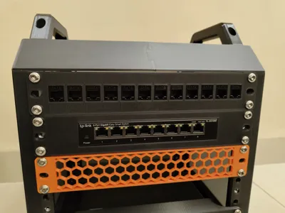 10-Inch 1U 12-Port CAT6 Keystone Patch Panel - Free 3D Print Model ...
