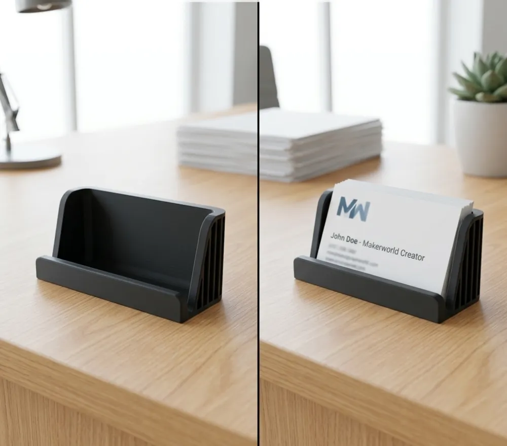 Modern Ribbed Business card holder - Free 3D Print Model - MakerWorld