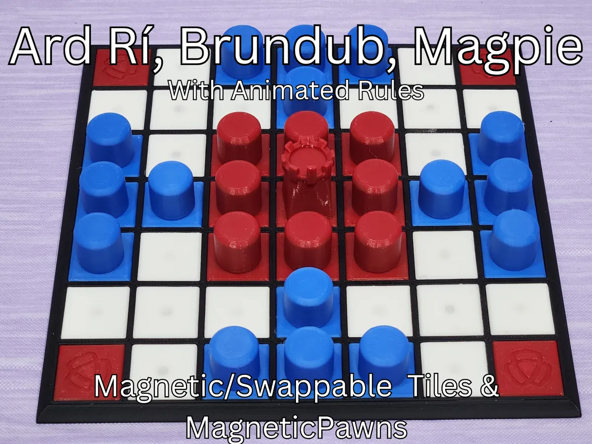 7x7 Tafl Board W/ Rules - Ard Rí, Brundub, Magpie - Free 3D Print Model ...