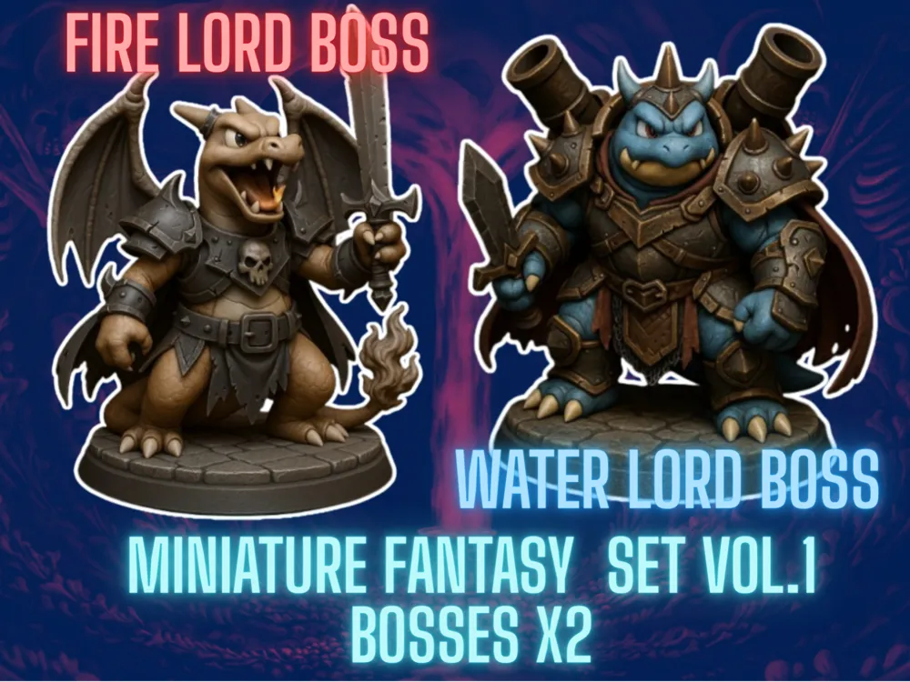 Fire lord boss & water lord boss miniature fantasy by ShoheiX ...