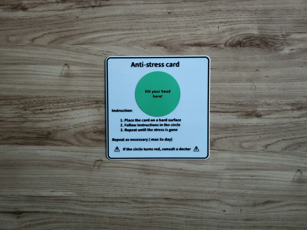 Anti Stress Card (sign) by ChrisMakerWorld: Download Free 3D Models