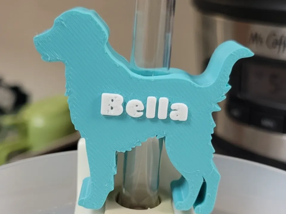 Golden retriever straw topper - personalized - Free 3D Print Model ...