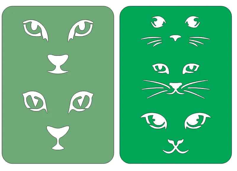 5x Cat Face - Template Stencil for draw and paint by ideat0m - MakerWorld