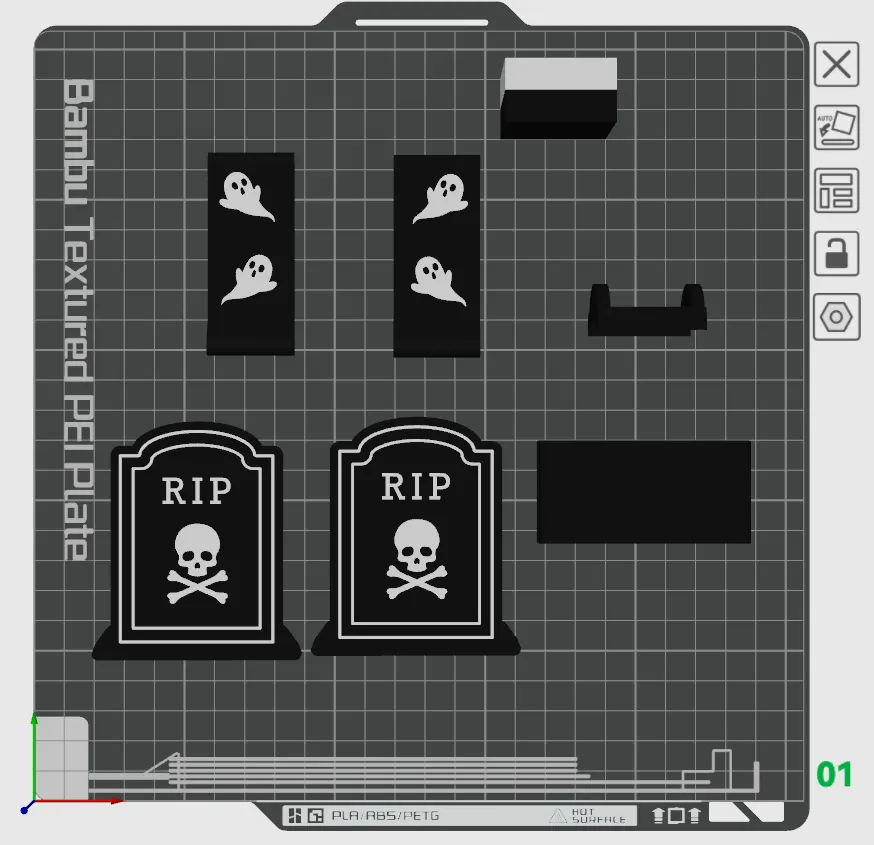 Tombstone RIP Skull and Bones Grave Pen or Brush Holder for Decorating ...