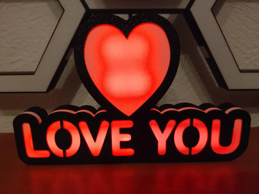 LOVE YOU – 3D LED Illuminated Sign (RGB) - Free 3D Print Model - MakerWorld