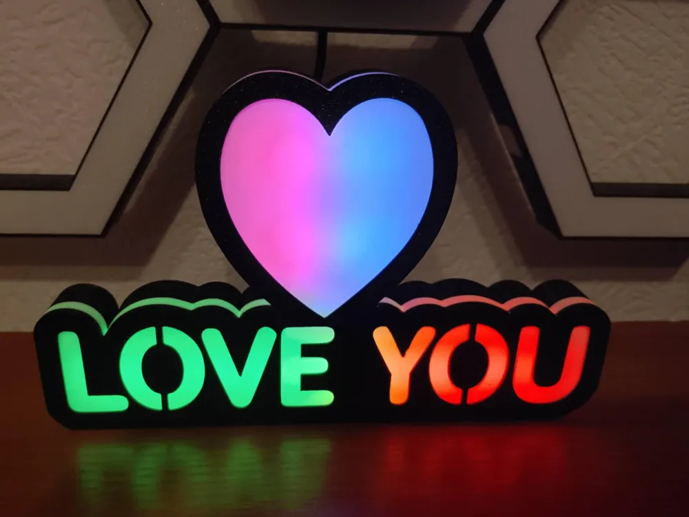 LOVE YOU – 3D LED Illuminated Sign (RGB) - Free 3D Print Model - MakerWorld