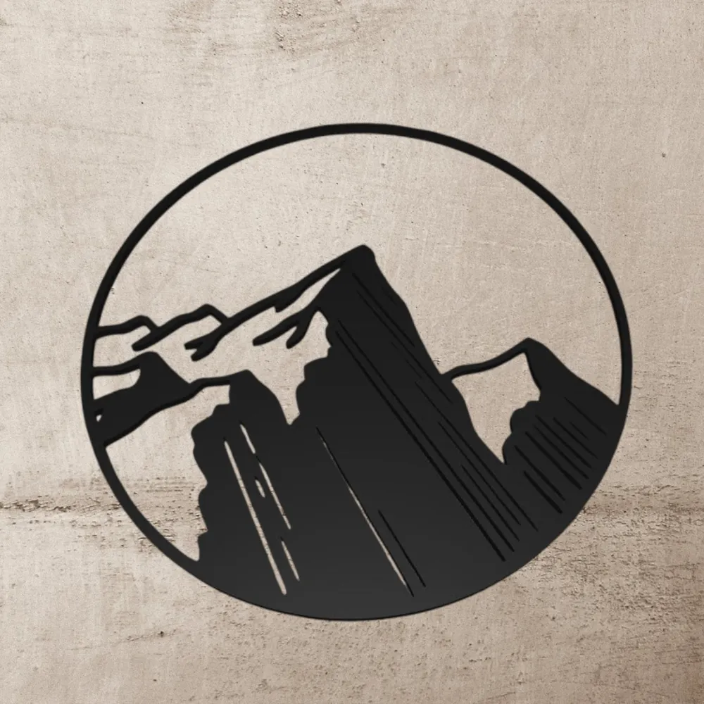 Mountain Round Silhouette Wall Art - Free 3D Print Model - MakerWorld