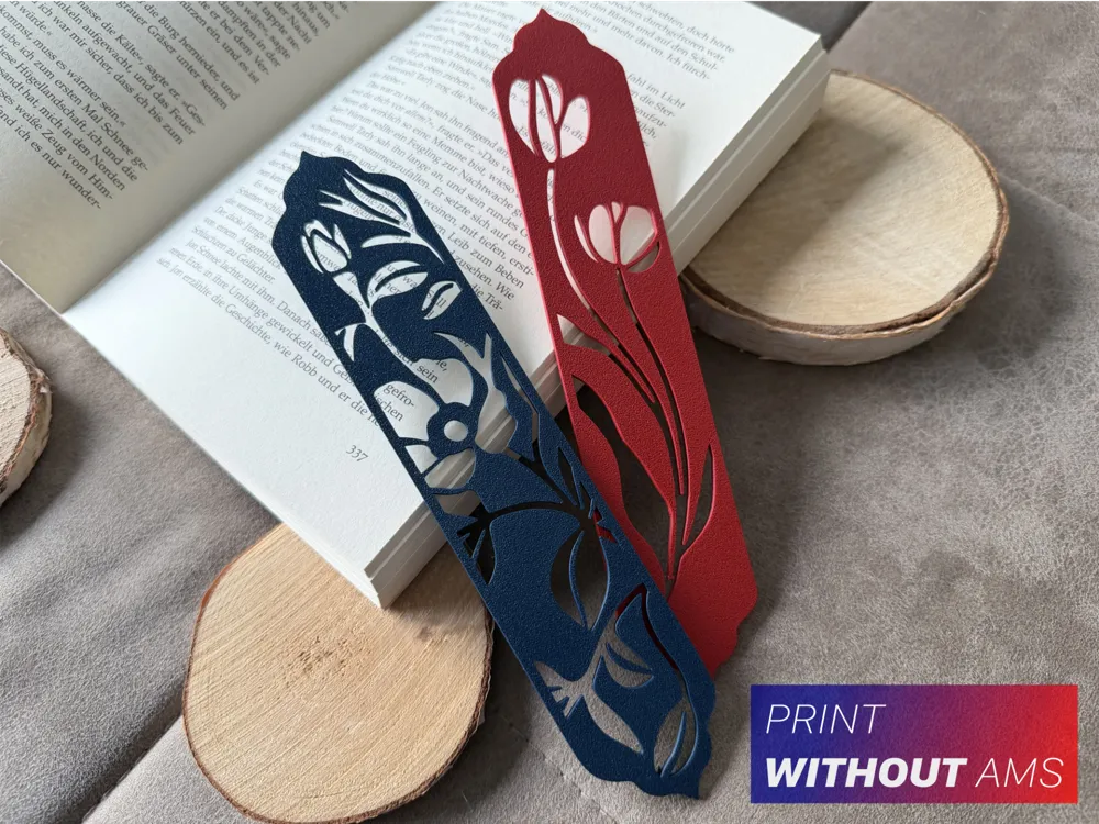 Elegant Flower Bookmark - Printable without AMS - Free 3D Print Model ...