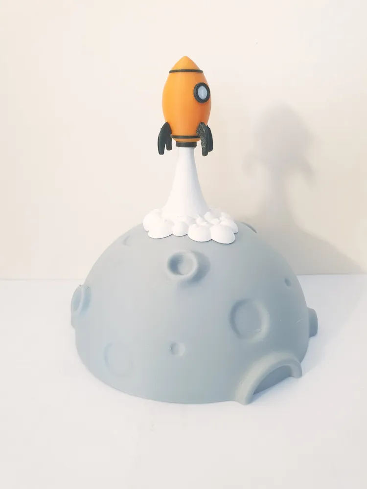 Small Rocketship Launching from Moon - NO AMS - Free 3D Print Model ...