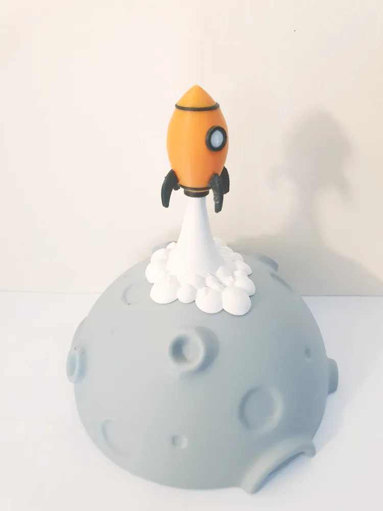 Small Rocketship Launching from Moon - NO AMS - Free 3D Print Model ...