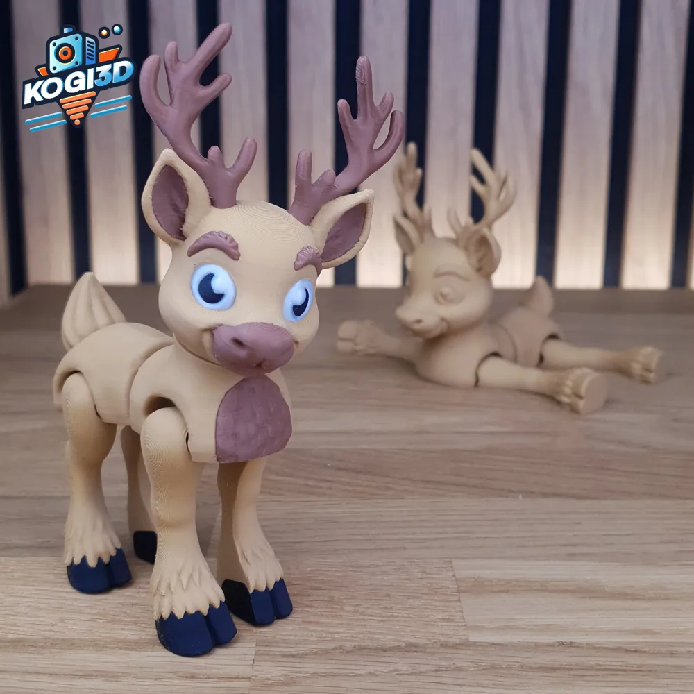 Print in Place Articulated Reindeer Model - Free 3D Print Model ...