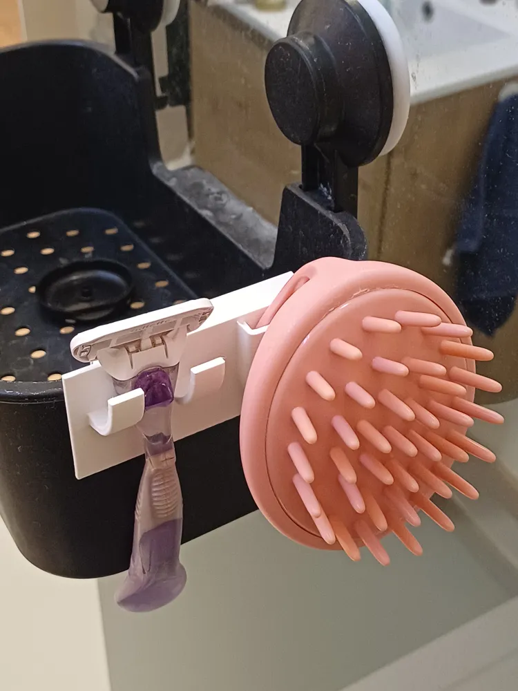 Razor and scalp massager shower holder - Free 3D Print Model - MakerWorld