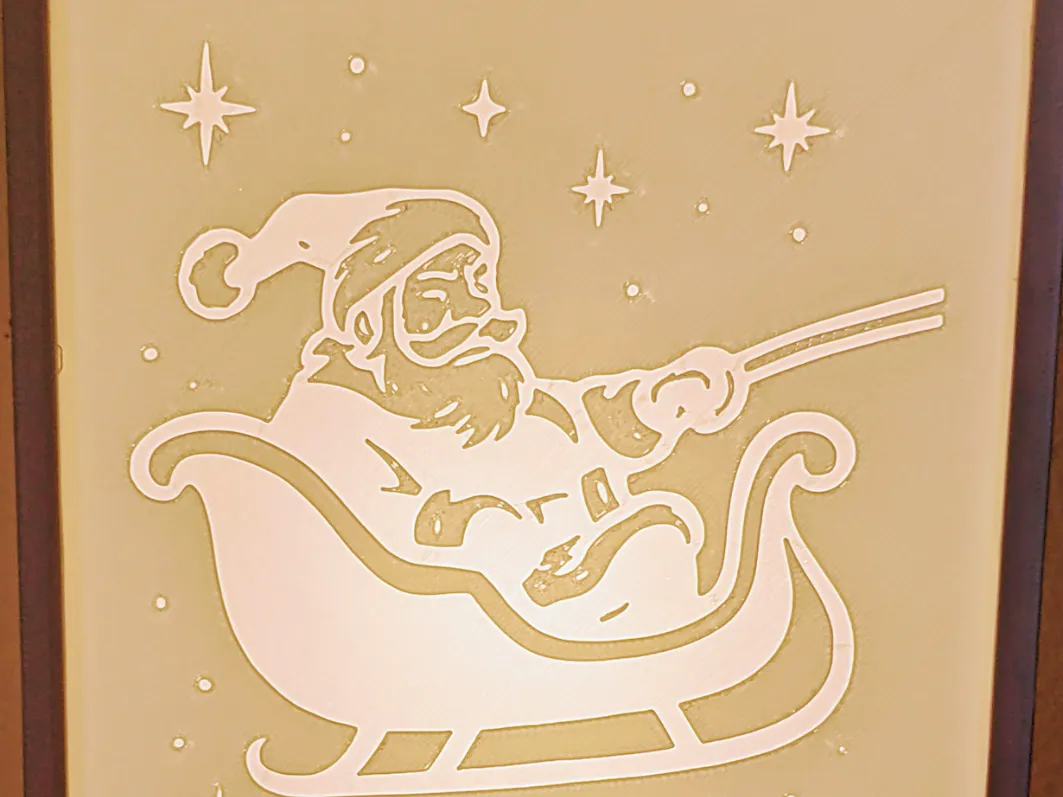 Santa Sleigh silhouette, hueforge, Image by peppsie MakerWorld ...