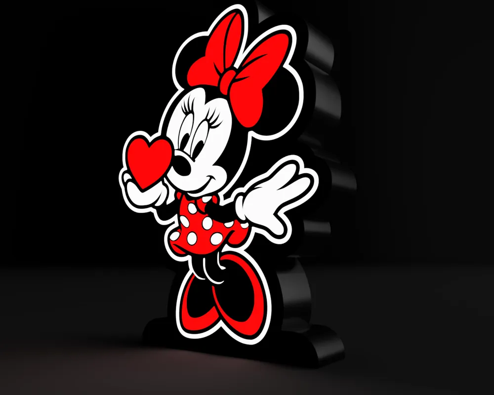 Minnie Love Lightbox | LED Lamp by 3Dacores MakerWorld: Download Free ...