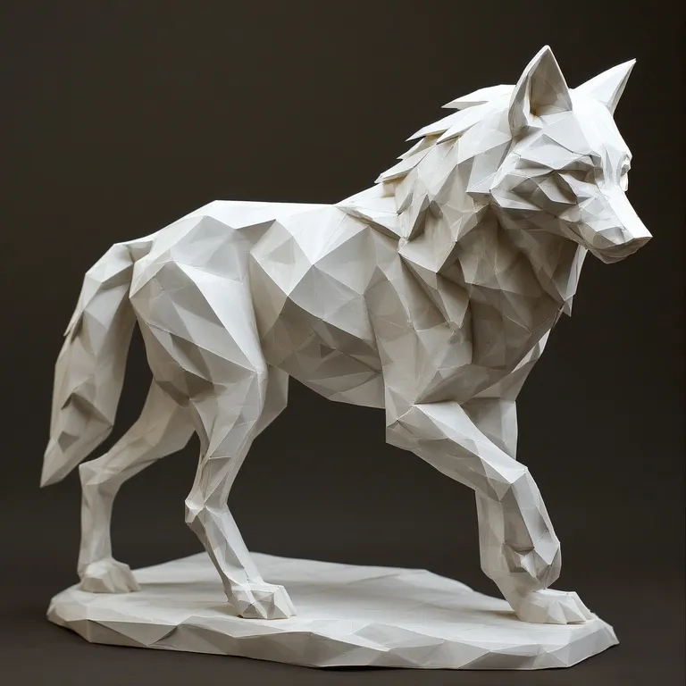 Ultra Low Poly Geometric Wolf Sculpture - Free 3D Print Model - MakerWorld