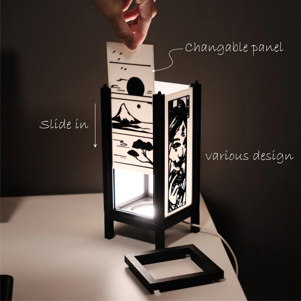Japanese Lamp - Changable panel design by AZ3D_PRINT MakerWorld ...