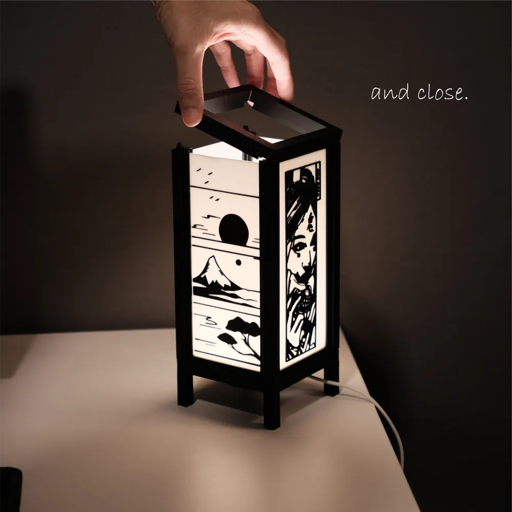Japanese Lamp - Changable panel design by AZ3D_PRINT MakerWorld ...