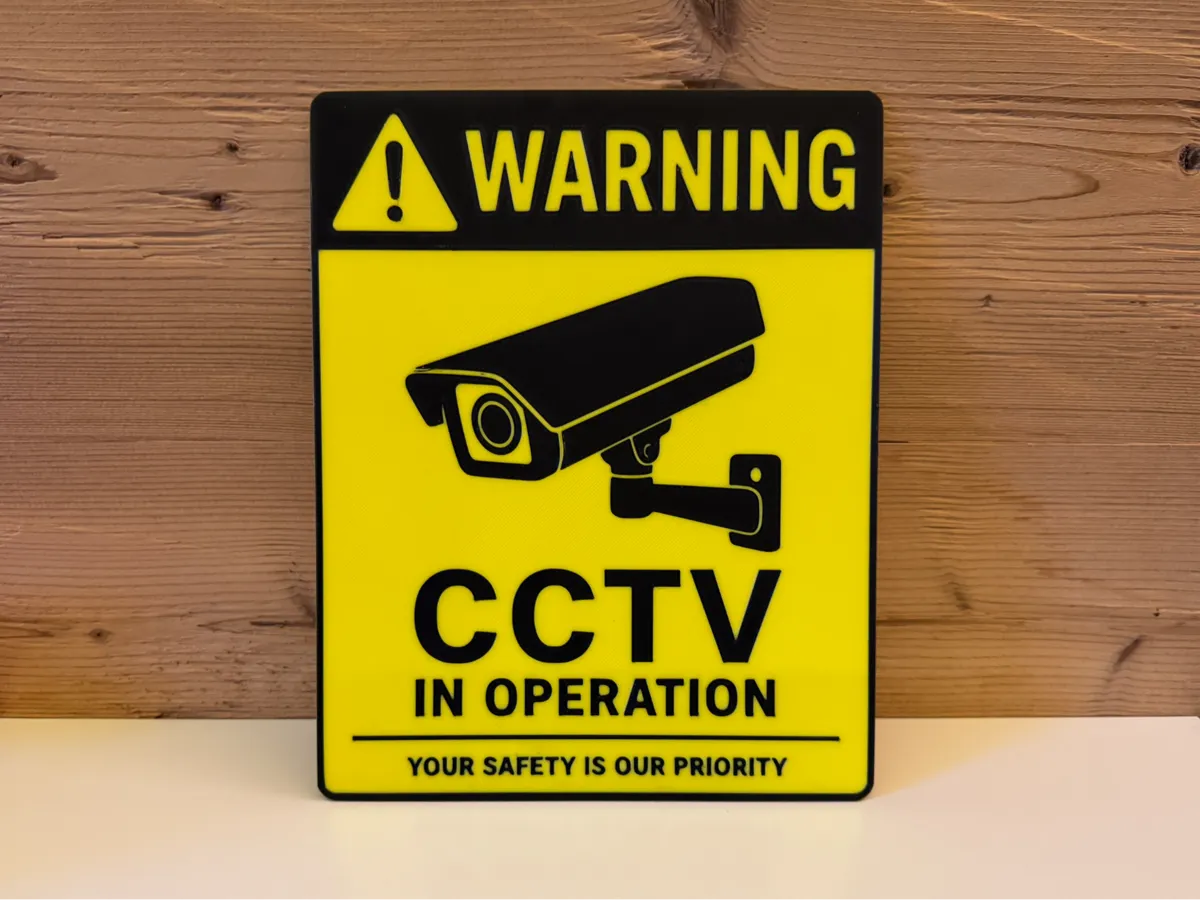 CCTV warning sign - Free 3D Print Model - MakerWorld