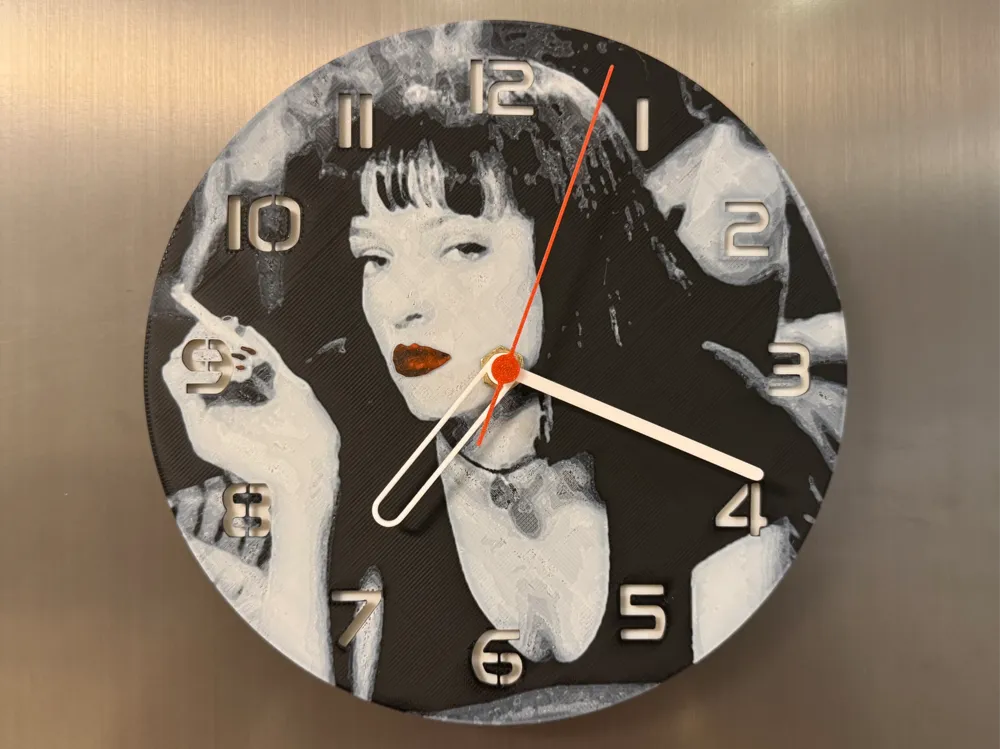 Wall / Desk Clock Pulp Fiction Mia Wallace by cP3D - MakerWorld
