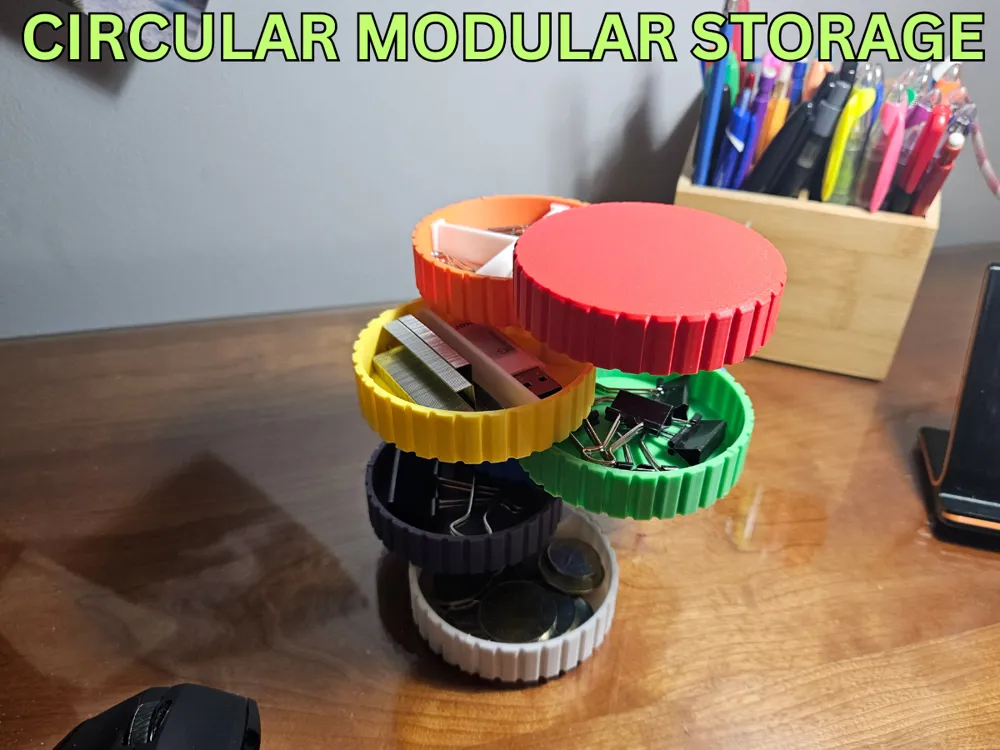 CIRCULAR MODULAR STORAGE - (10cm notched sides) - Free 3D Print Model ...