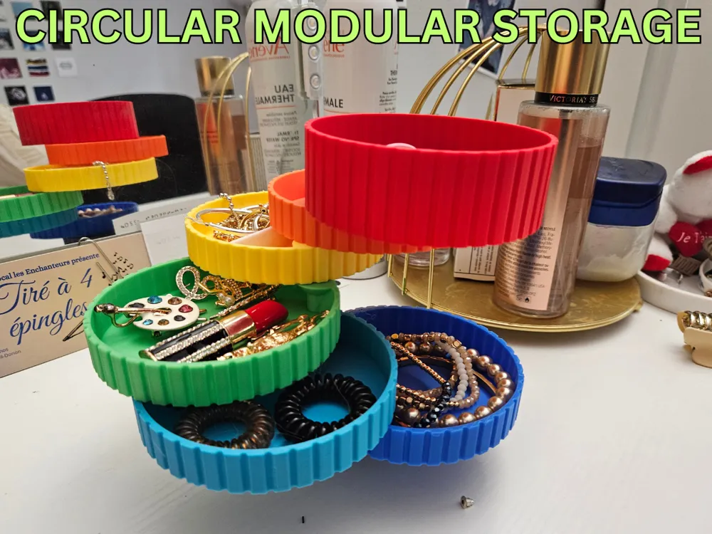 CIRCULAR MODULAR STORAGE - (10cm notched sides) - Free 3D Print Model ...