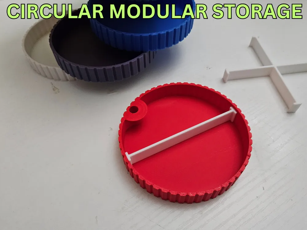 CIRCULAR MODULAR STORAGE - (10cm notched sides) - Free 3D Print Model ...