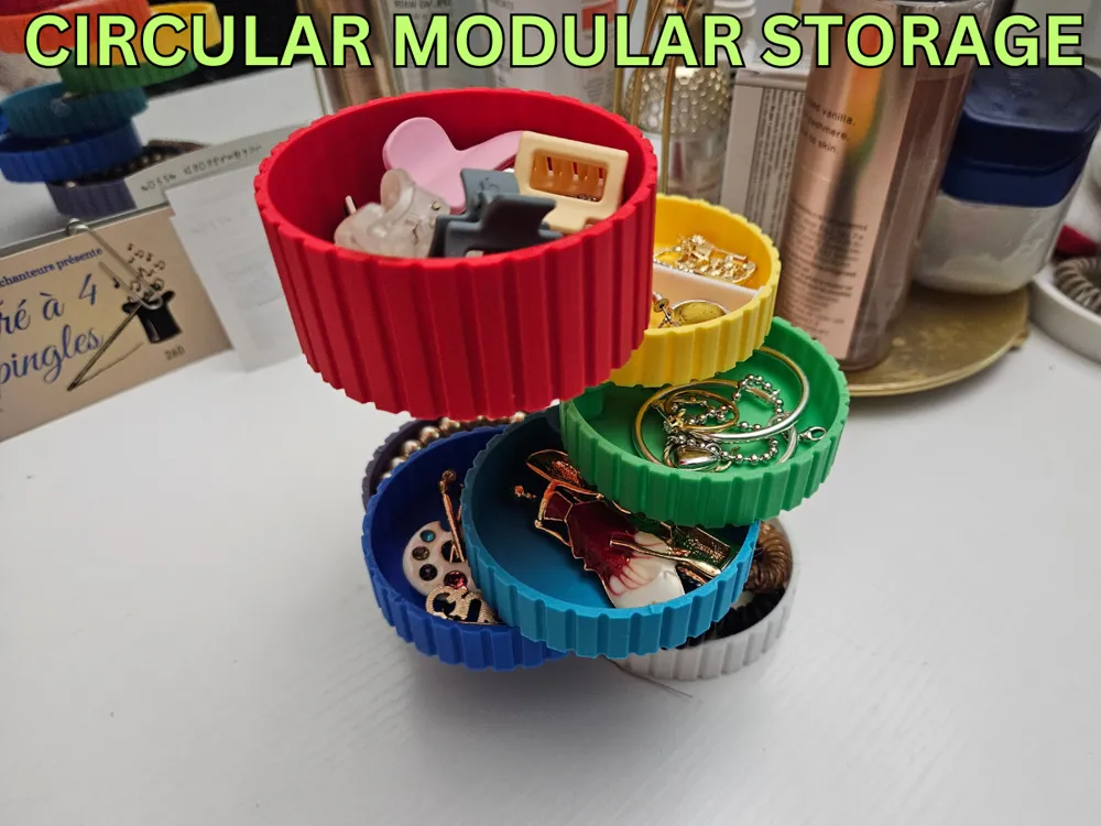 CIRCULAR MODULAR STORAGE - (10cm notched sides) - Free 3D Print Model ...