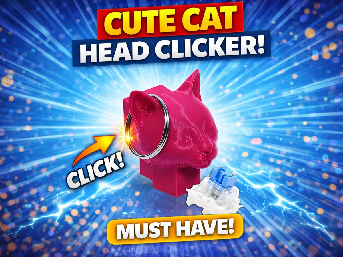 Cute Cat Head Clicker – Click Fidget - Free 3D Print Model - MakerWorld