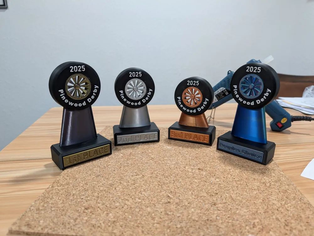 Pinewood Derby Trophy Set - Free 3D Print Model - MakerWorld