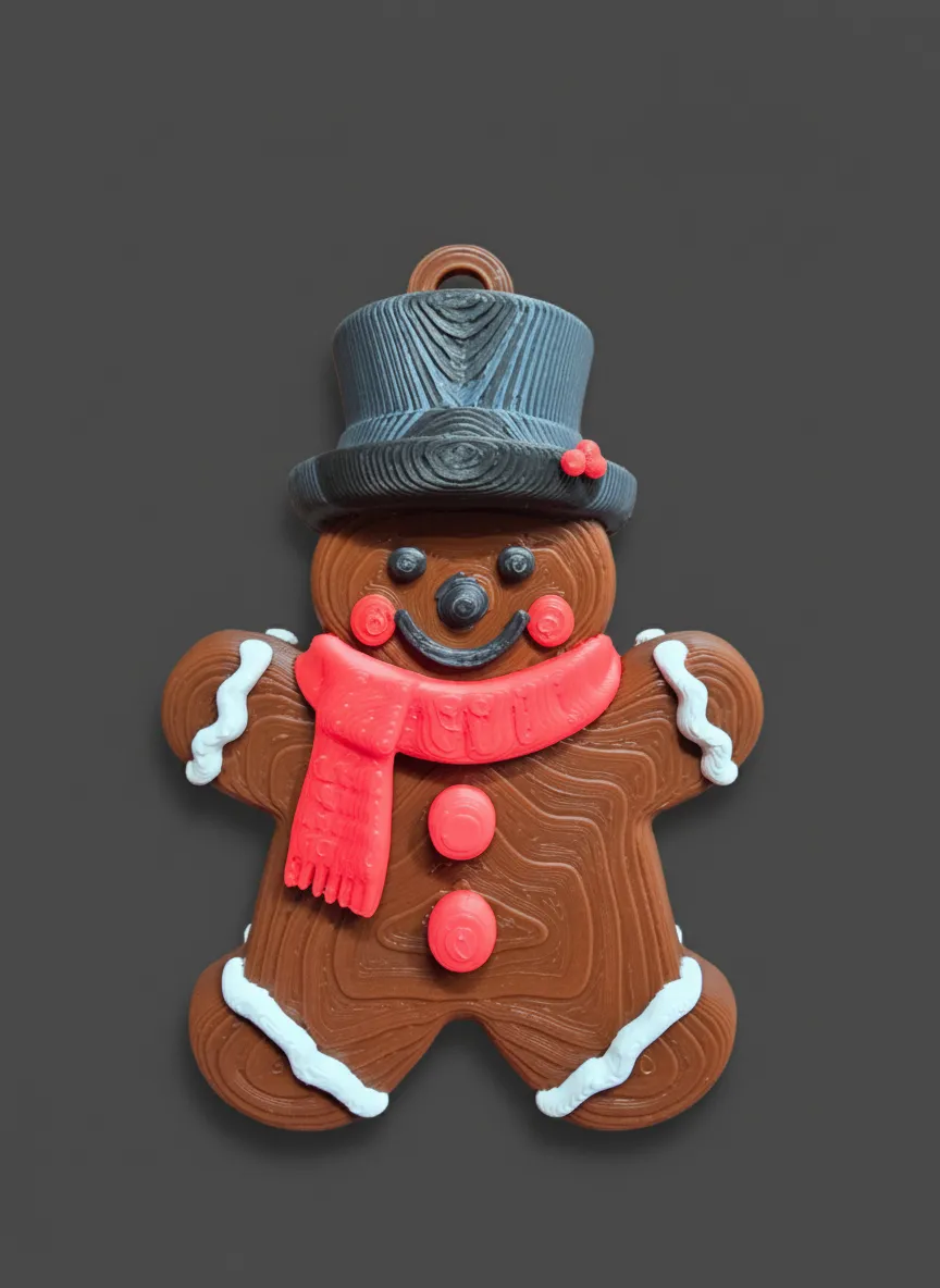 Gingerbread Snowman Tree Ornament - Free 3D Print Model - MakerWorld