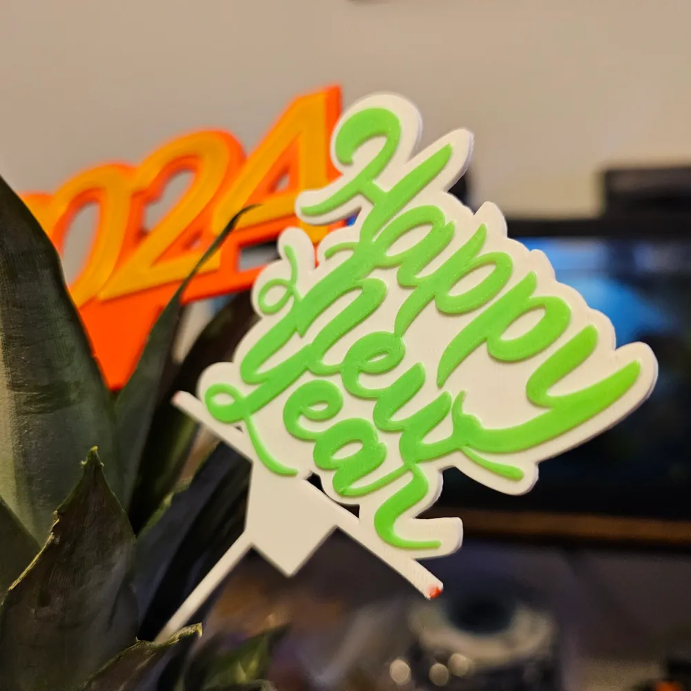 Happy New Year text party topper by cyberjo50 - MakerWorld