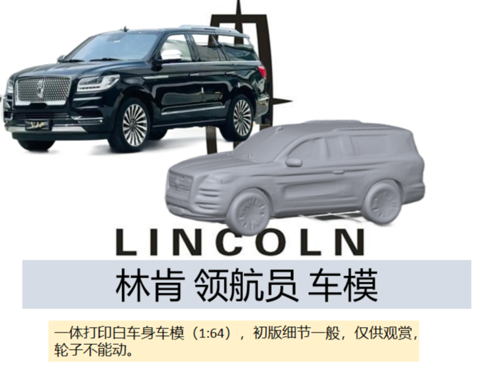 Lincoln Navigator car model, 1:64 scale, small and cute, with supports ...