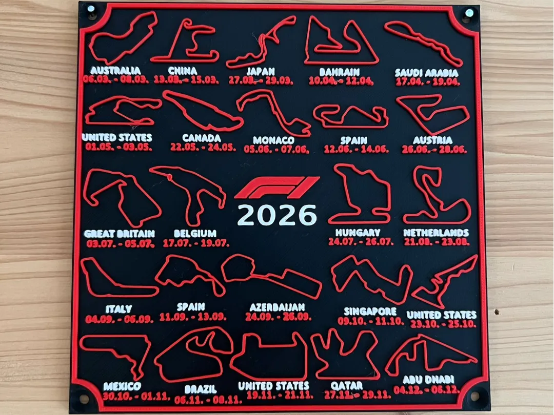 F1 calendar 2026 - Free 3D Print Model - MakerWorld