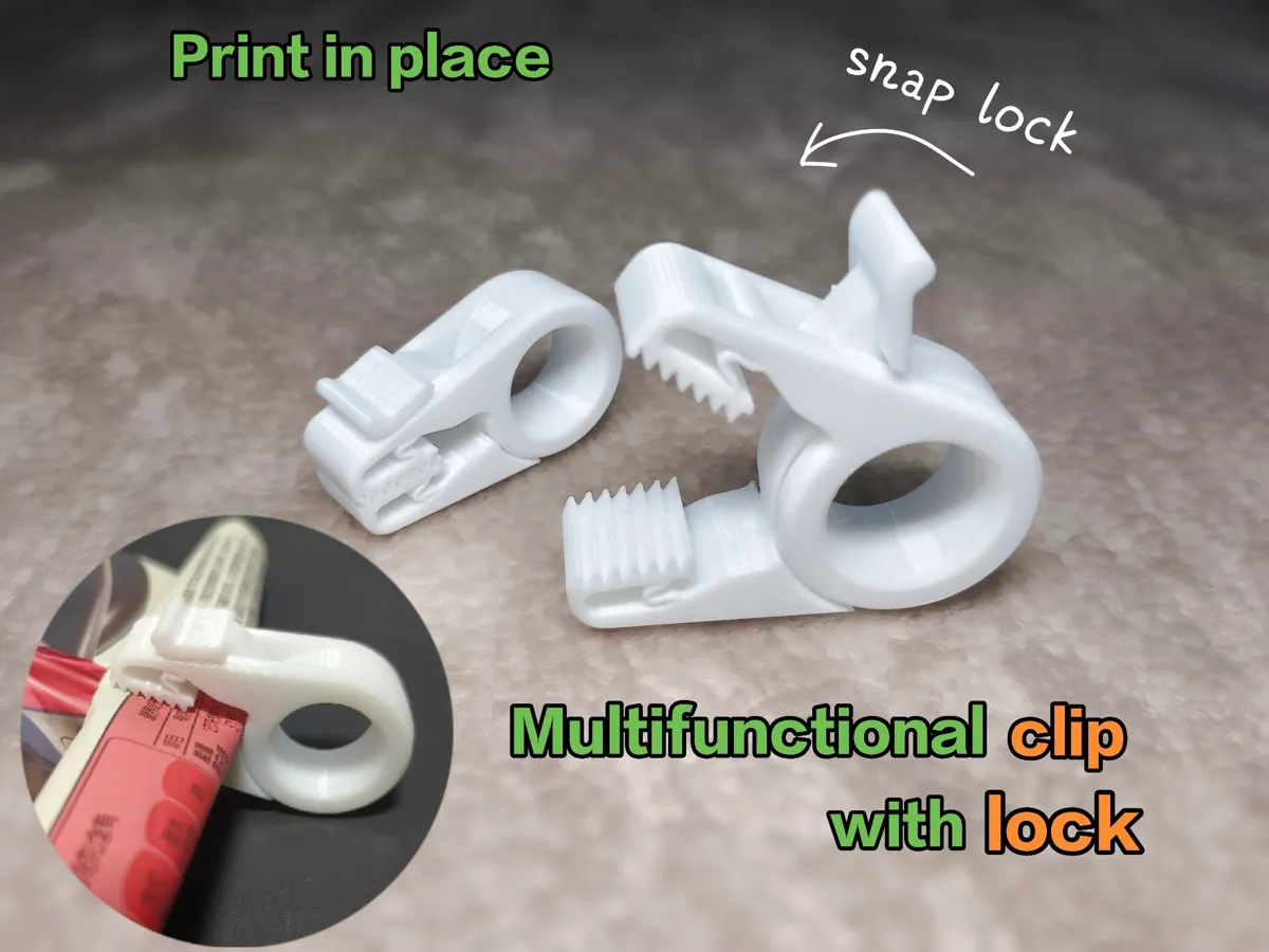 Multifunctional clip with lock V2 - Print in place by Joywent ...