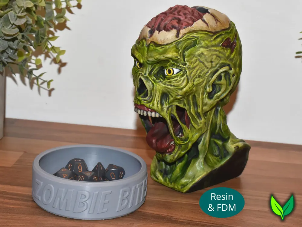 Zombie Head Dice Tower – Resin & FDM Printable - Free 3D Print Model ...