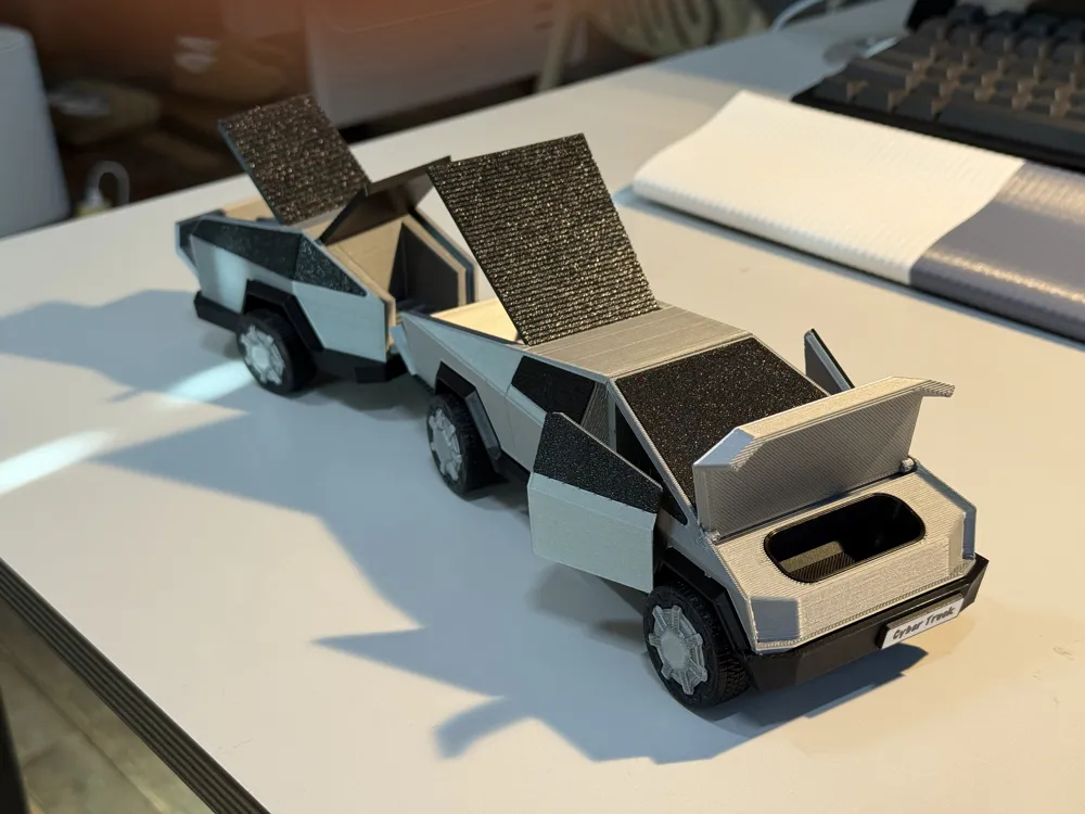 Tesla Cybertruck + Trailer + bike - Free 3D Print Model - MakerWorld