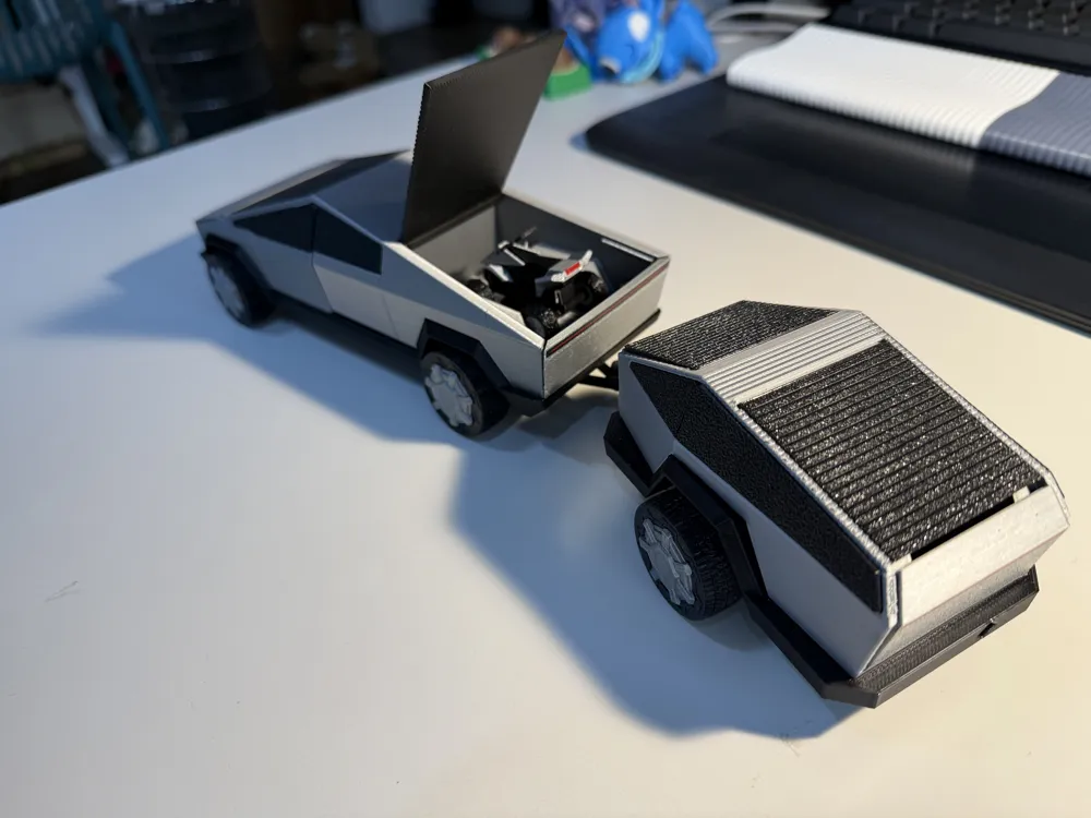 Tesla Cybertruck + Trailer + bike - Free 3D Print Model - MakerWorld