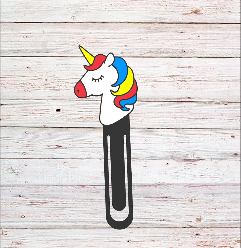 BookMark Unicorn Head Cute Kawaii Multicolor Black And White by ...