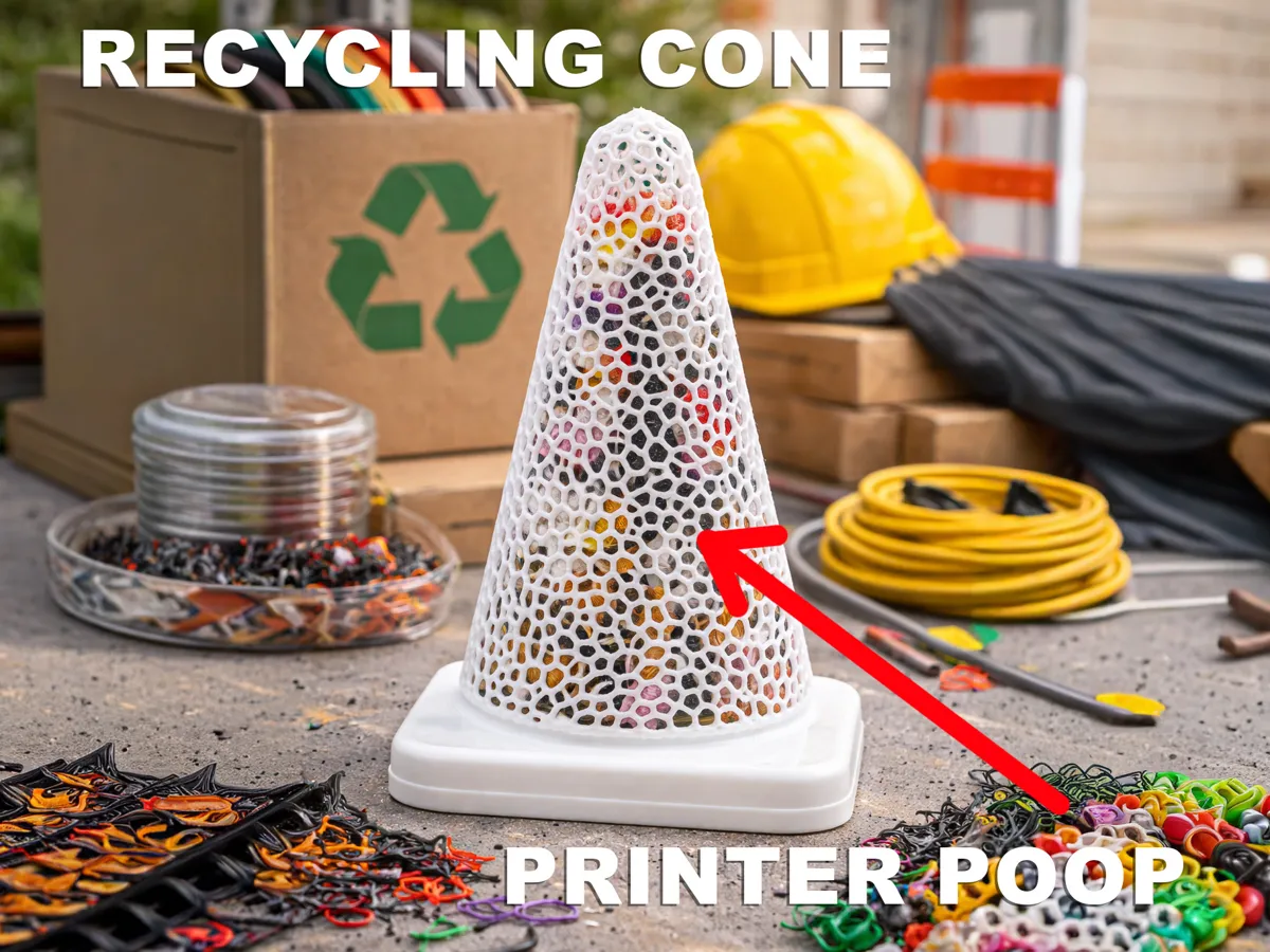 cyberbrick traffic cone printer poop recycling - Free 3D Print Model ...
