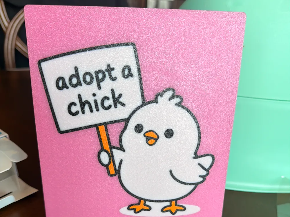 Adopt a chick plushy birthday party sign - Free 3D Print Model - MakerWorld