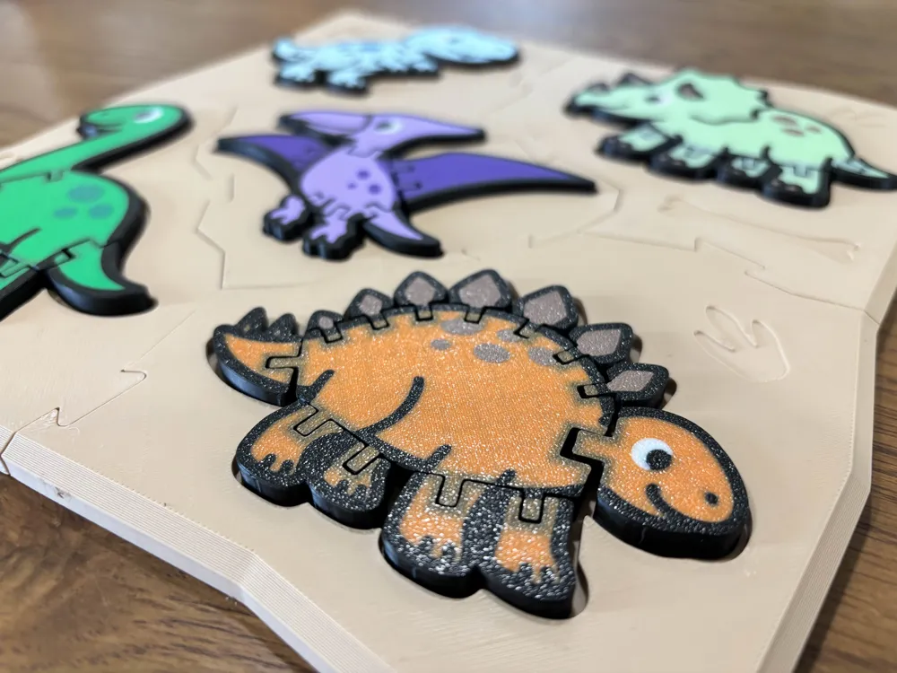 Flexi Dinosaur Matching Puzzle - Free 3D Print Model - MakerWorld