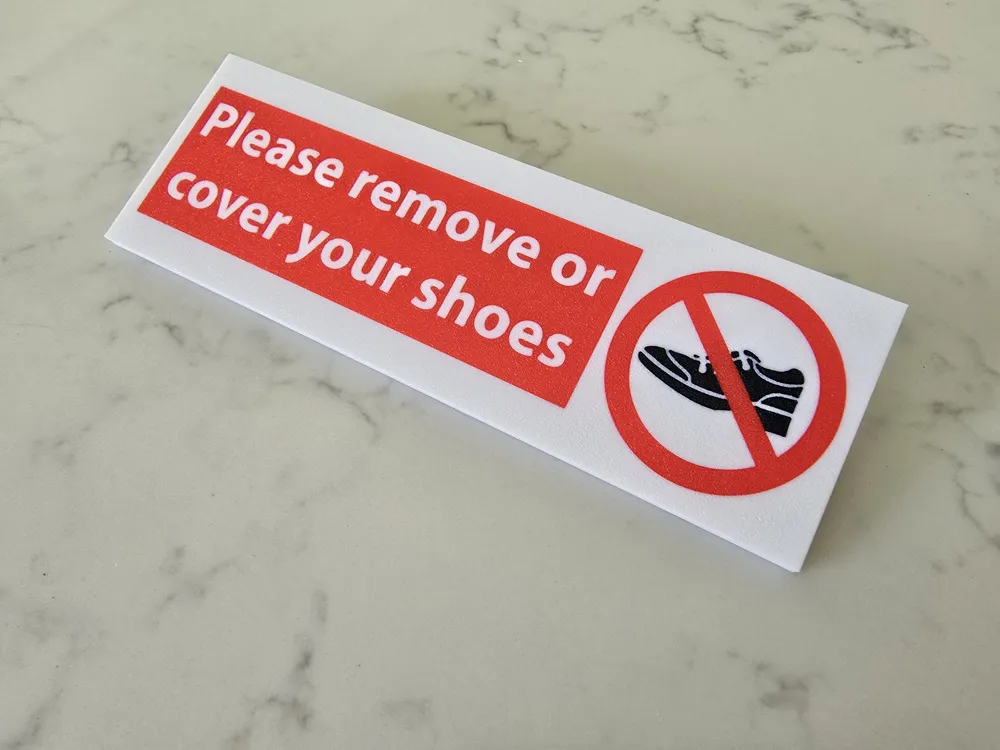 Please remove or cover your shoes Sign by James266 MakerWorld: Download ...