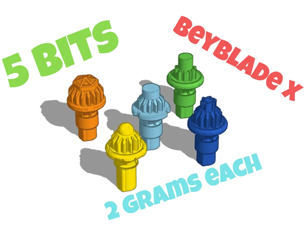 5 Beyblade X Bits - Free 3D Print Model - MakerWorld