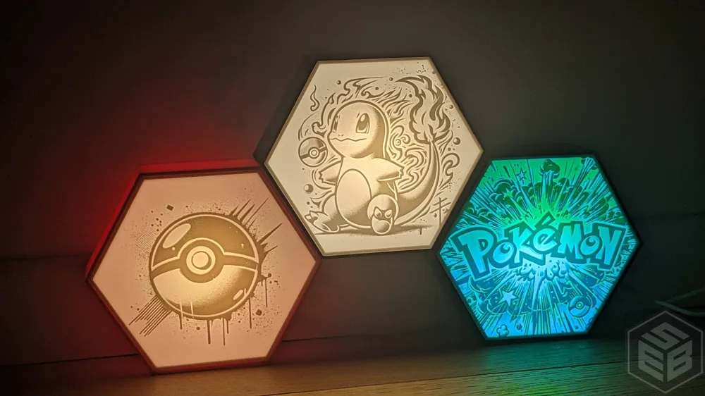 Pokemon Charmander Hex lamp Litho by Seb3D MakerWorld: Download Free 3D ...