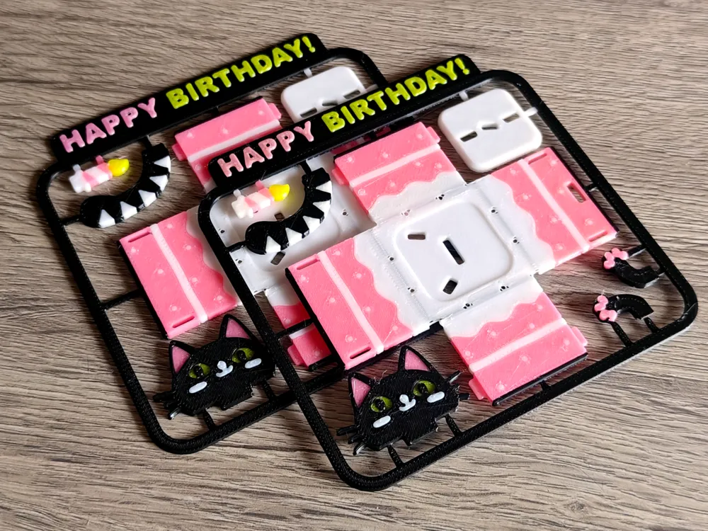 Cat in a Birthday Cake Kit Card by VlietDesign MakerWorld: Download Free 3D Models