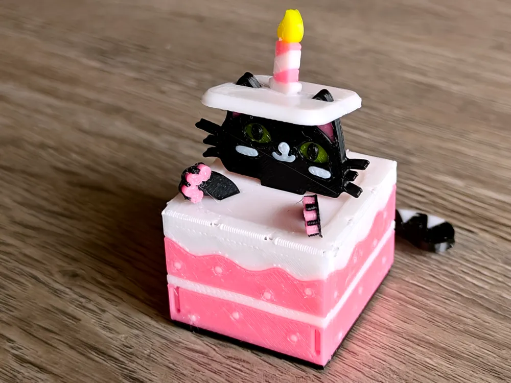 Cat in a Birthday Cake Kit Card by VlietDesign MakerWorld: Download Free 3D Models
