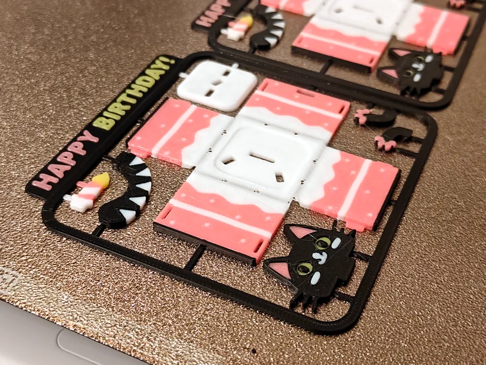 Cat in a Birthday Cake Kit Card by VlietDesign MakerWorld: Download Free 3D Models