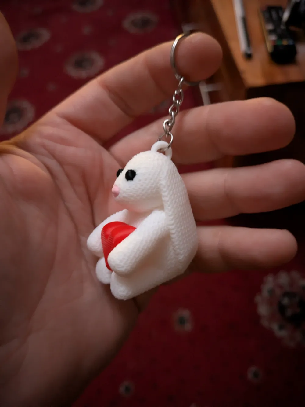 Knitted Valentine bunny heart keyring by cruse2382 - MakerWorld